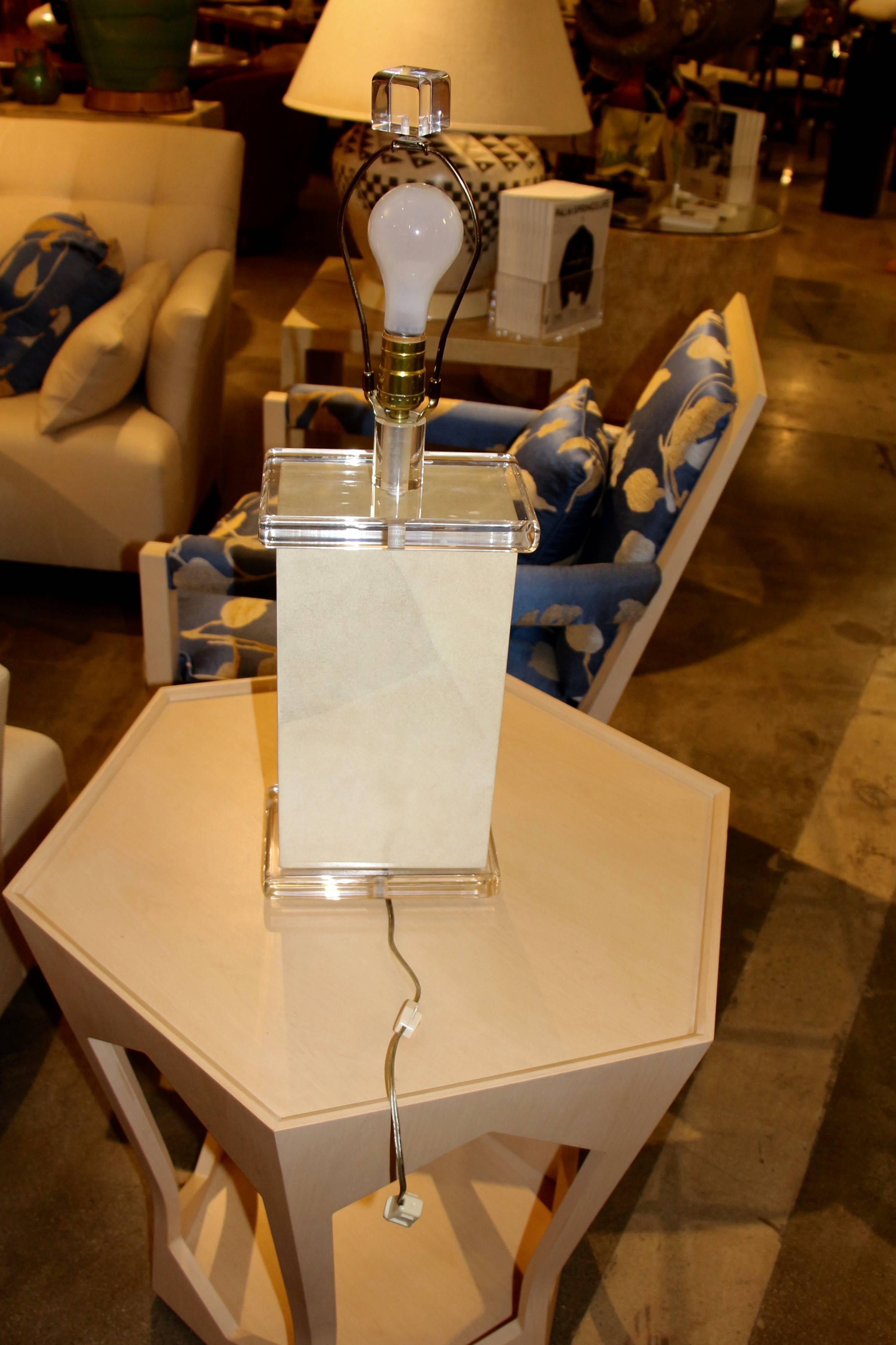 Richard Lindley Faux Painted Parchment Lamp with Lucite Base and Top at ...