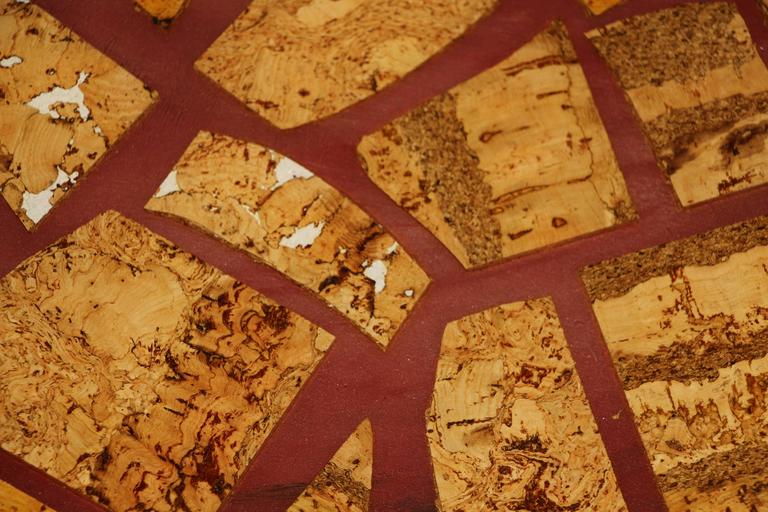 Resin Epoxy Table with Pretty Cork Pieces on Hairpin Legs at 1stDibs