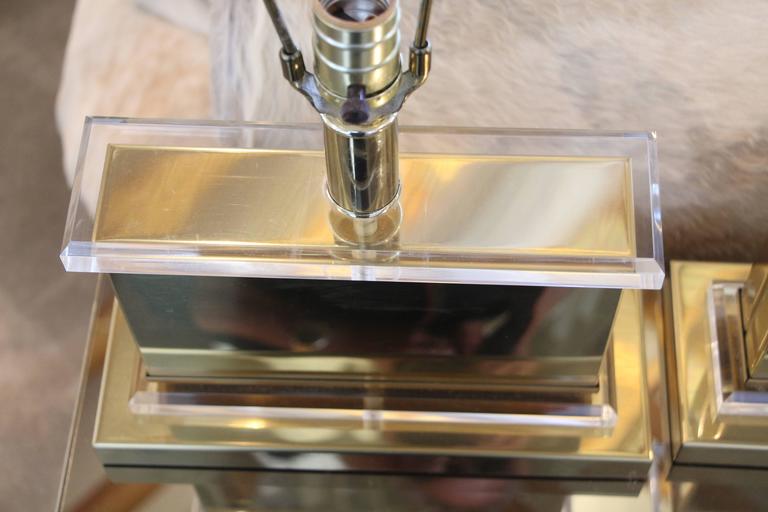 London Lamp Company Lucite and Brass Lamps at 1stDibs