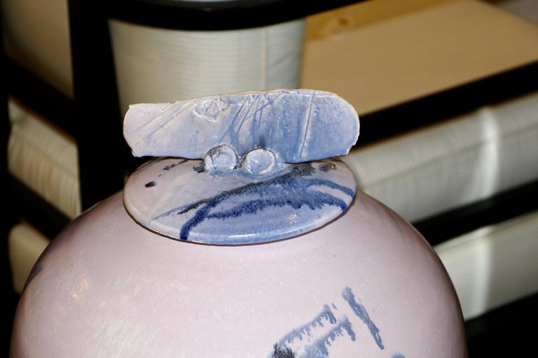 Impressive Lidded Floor Vase by Noted Artist Mark Hines For Sale at 1stdibs
