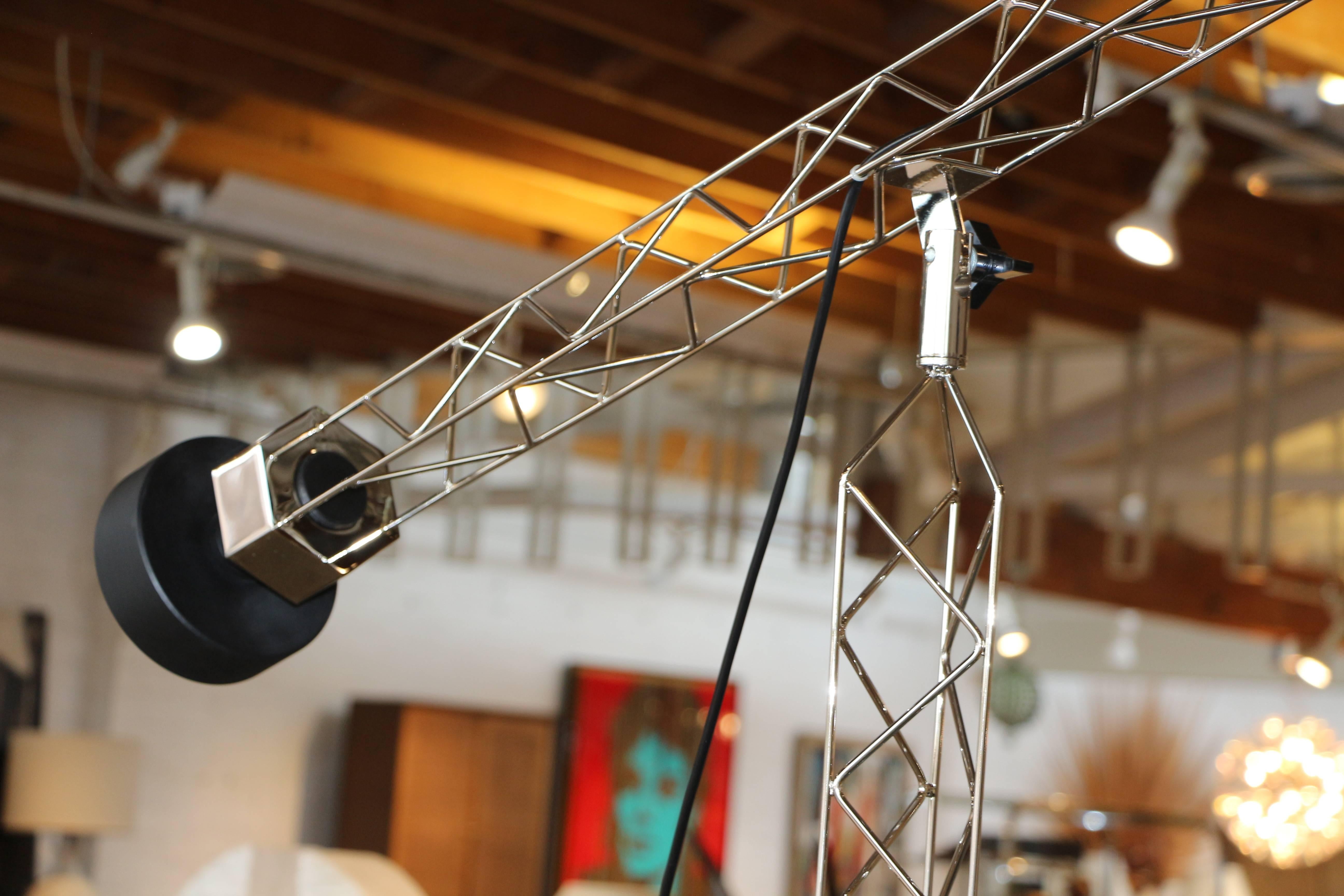 Adjustable Boom Crane Lamp in Nickel Finish at 1stDibs | boom floor lamp