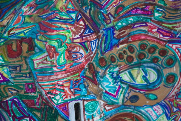 Surfboards Hawaii 1970s Sharpie Graffiti Decorated Surfboard at 1stDibs