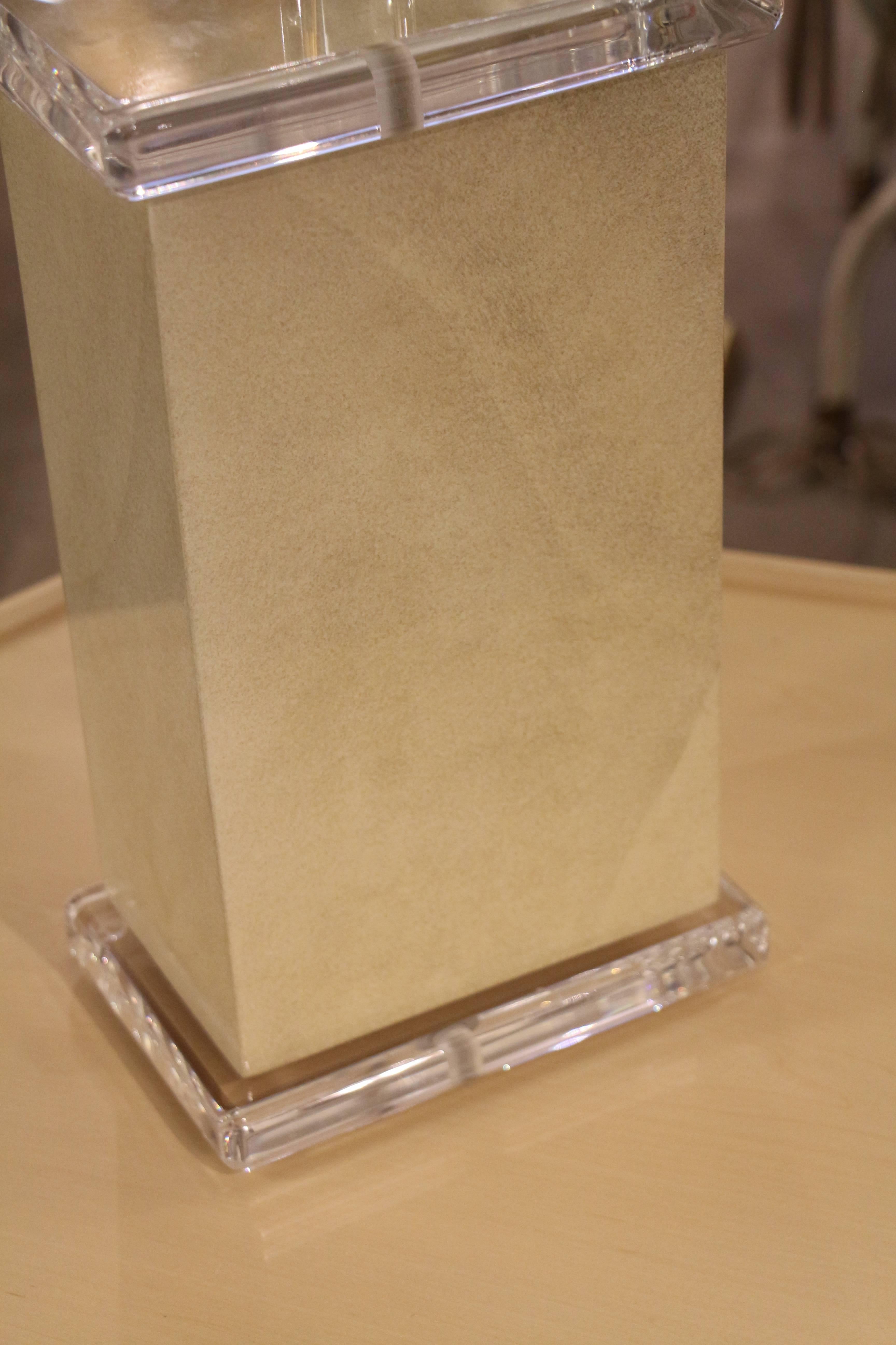 Richard Lindley Faux Painted Parchment Lamp with Lucite Base and Top at ...