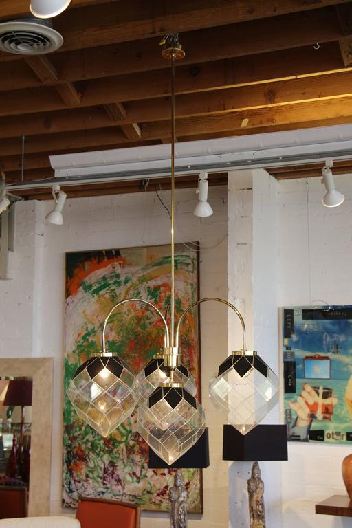 Vintage Custom Morrison Lighting Chandelier with Faceted Shades at 1stDibs