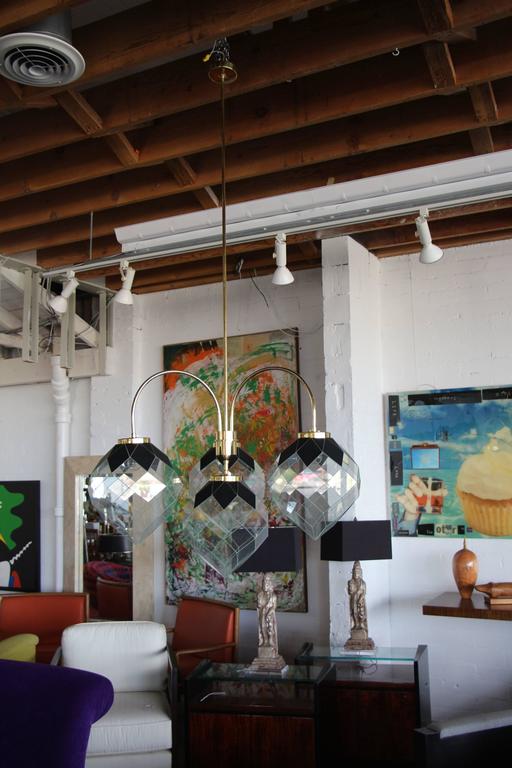 Vintage Custom Morrison Lighting Chandelier with Faceted Shades at 1stDibs