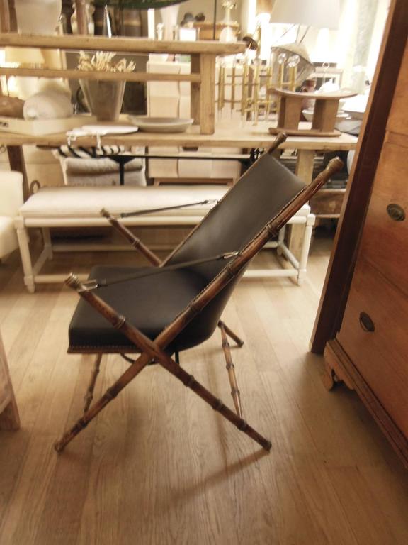 Vintage Leather Campaign Chair For Sale at 1stDibs