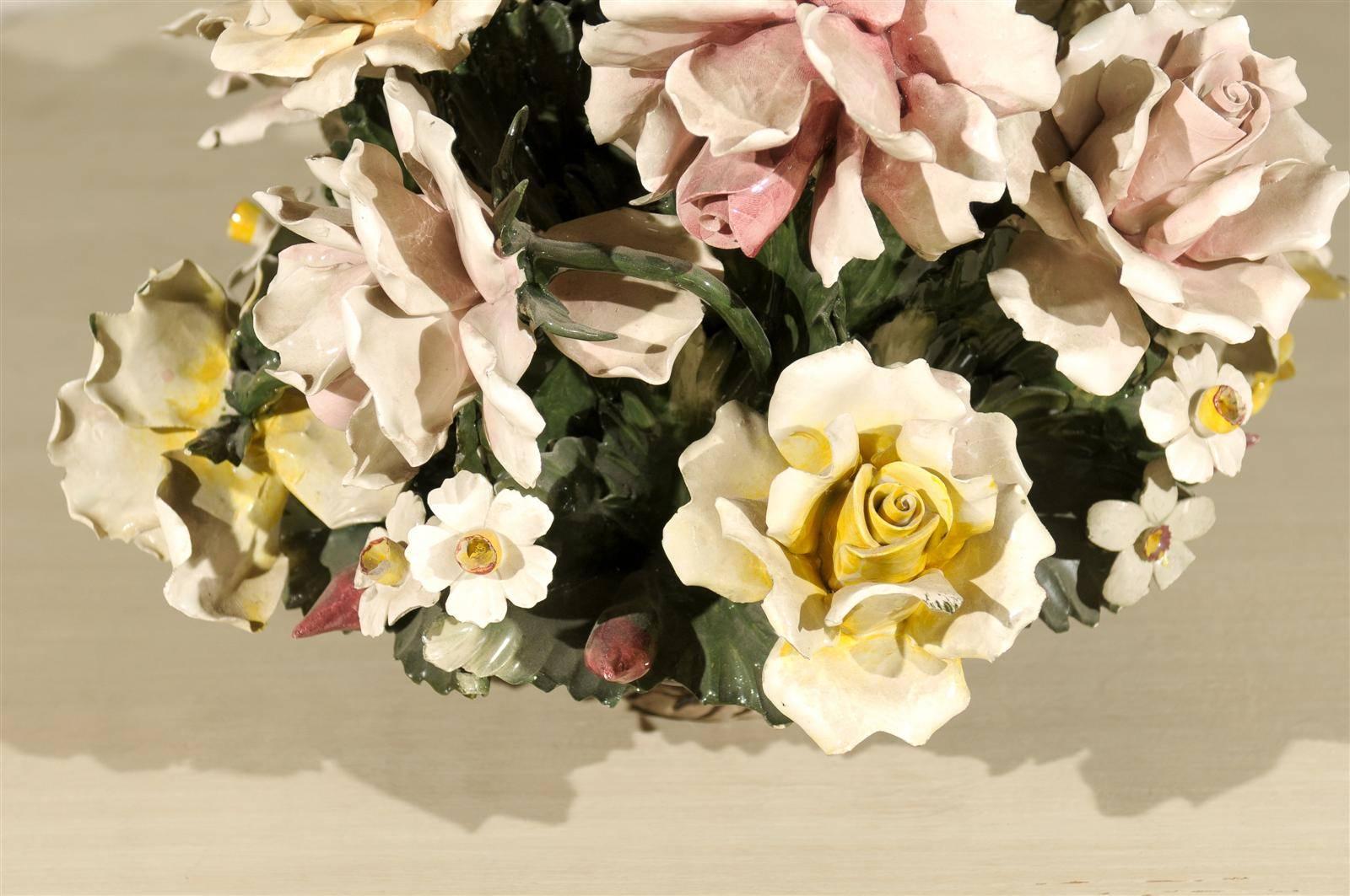 French 1870s Hand-Crafted and Painted Majolica Barbotine Bouquet of ...