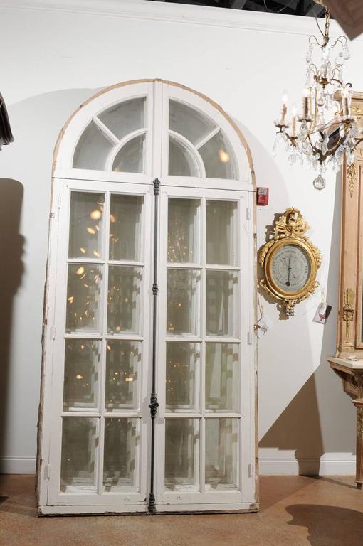 French 1850s Painted Door-Window with Arched Top from Nunnery in ...