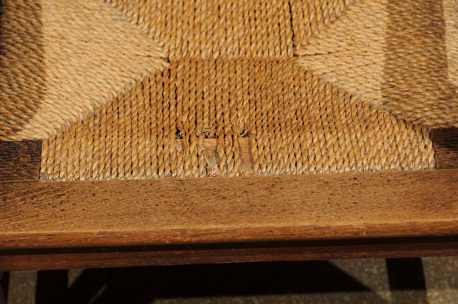 19th Century Scottish Orkney Chair with Handwoven Straw Back and Zigzag ...