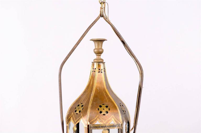 Hexagonal Painted Tole Single Light Lantern, France, 19th Century For ...