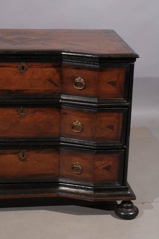 Late 17th Century Italian 3 Drawer Commode with Yew Wood Inlay and Bun ...