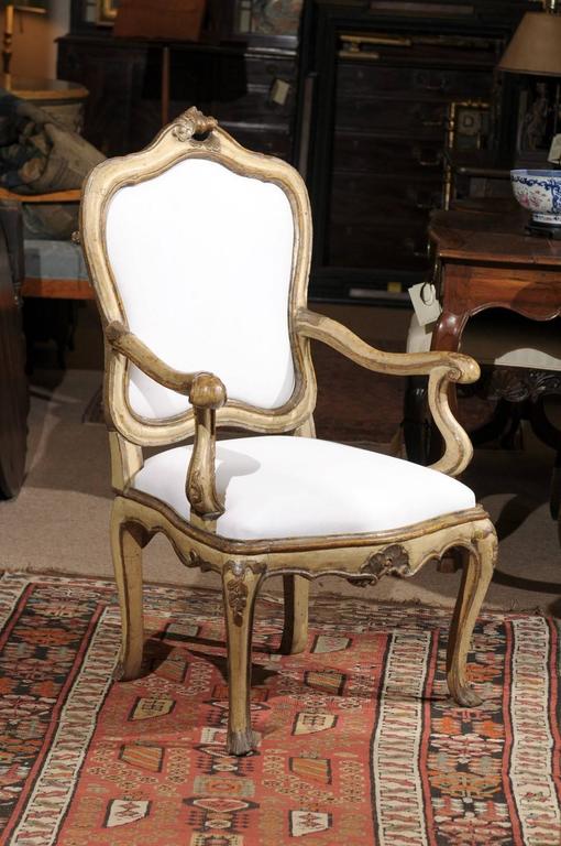 18th Century Venetian Rococo Painted Fauteuil For Sale at 1stDibs