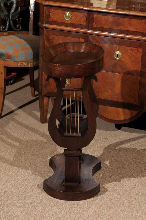 Oval French Mahogany Empire Style Side Table with Lyre Base and Dish ...