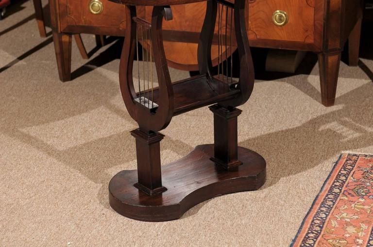 Oval French Mahogany Empire Style Side Table with Lyre Base and Dish ...