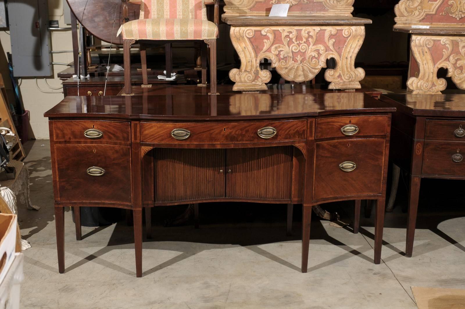English Mahogany Sideboard with Serpentine Front, Crossbanding and ...
