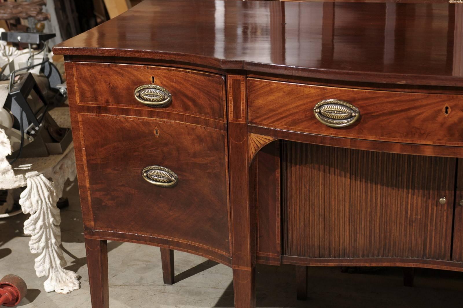 English Mahogany Sideboard with Serpentine Front, Crossbanding and ...