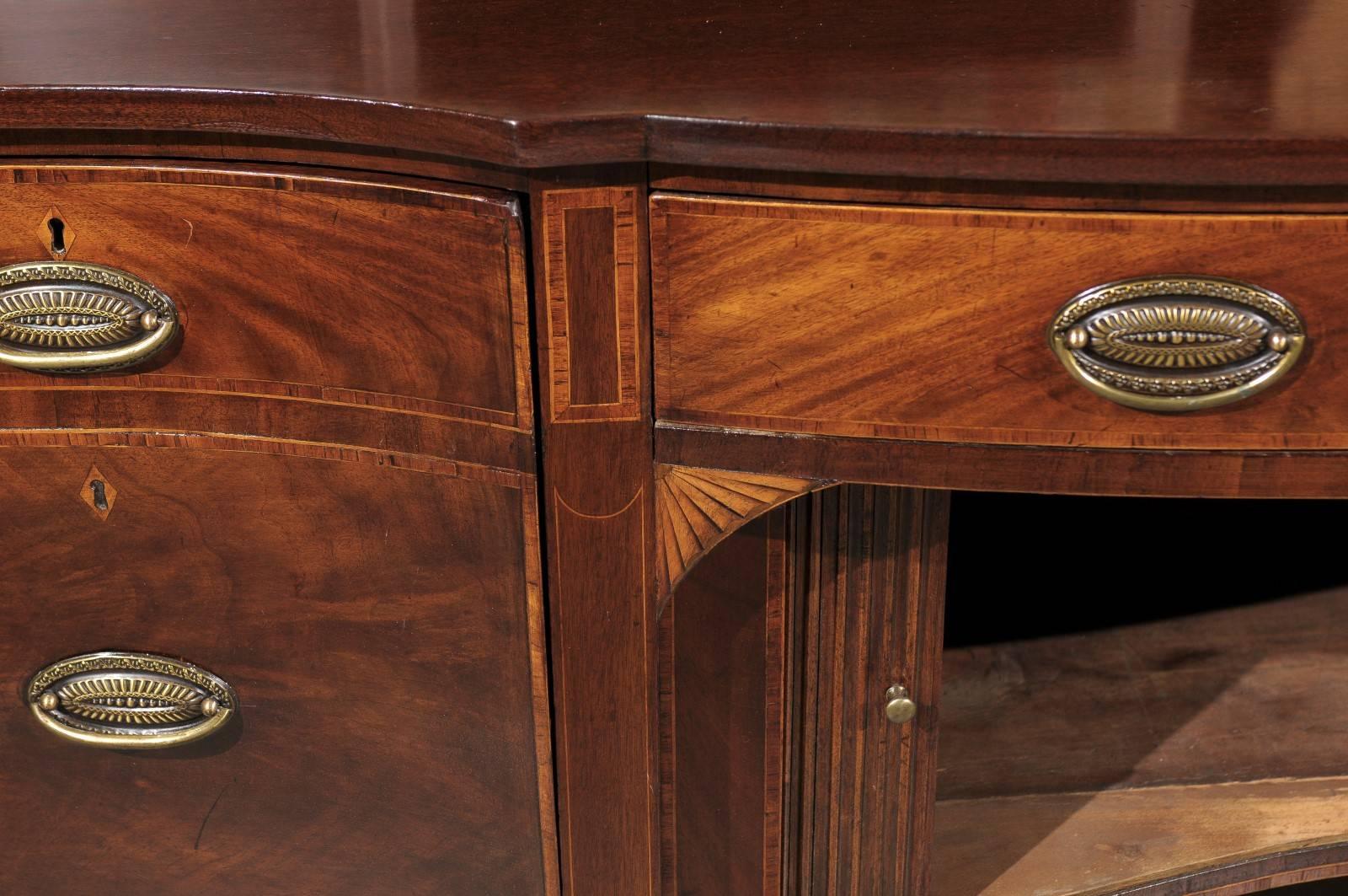 English Mahogany Sideboard with Serpentine Front, Crossbanding and ...