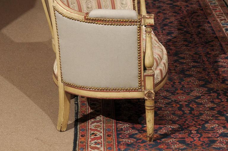 Directoire Painted Bergere, France, 19th Century at 1stDibs
