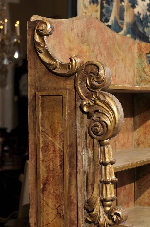 Rococo Style Giltwood and Polychrome Painted Open Bookcase, Spain 20th ...