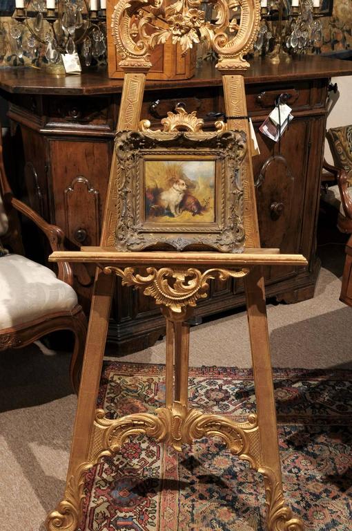19th Century Oil on Canvas Painting of Dogs, signed by artist “George ...