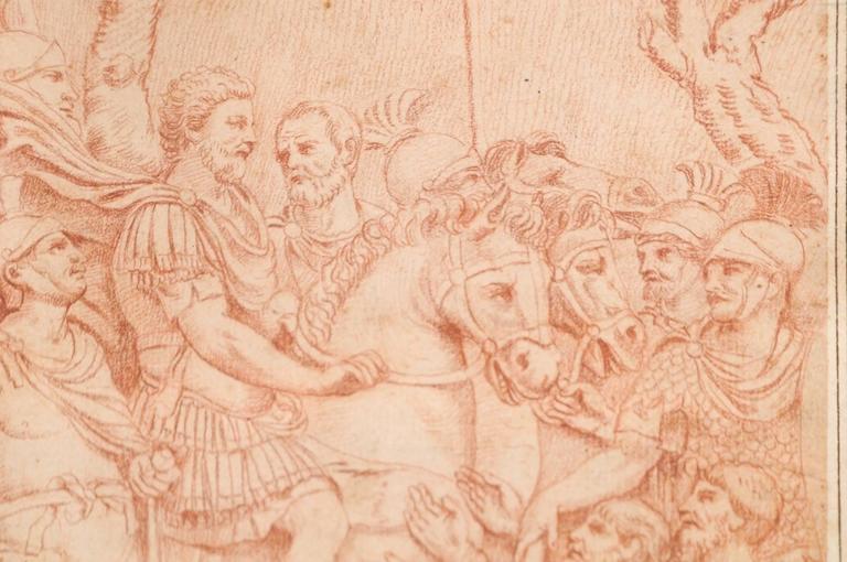 Gilt Framed Sanguine Drawing of Roman Scene, Italy 17th Century at 1stDibs