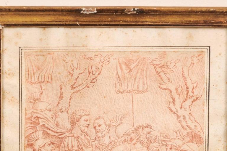 Gilt Framed Sanguine Drawing of Roman Scene, Italy 17th Century at 1stDibs