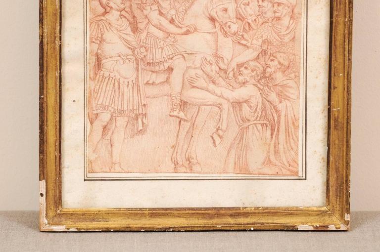 Gilt Framed Sanguine Drawing of Roman Scene, Italy 17th Century at 1stDibs