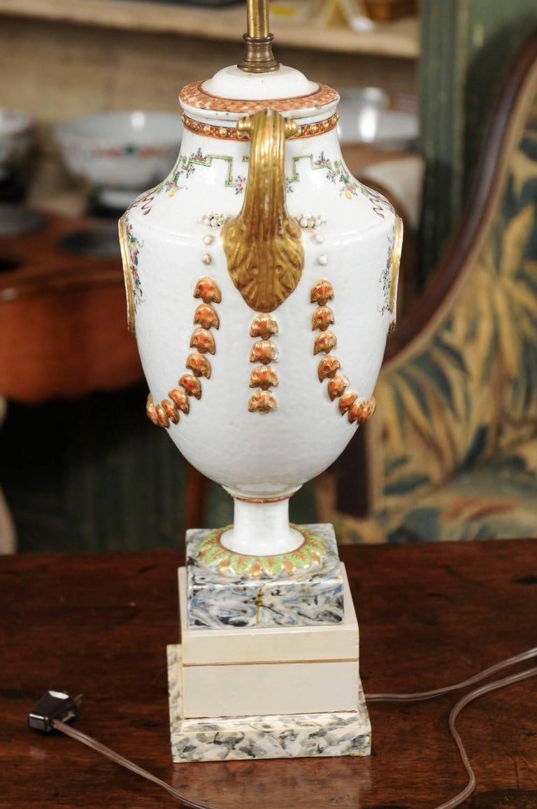 Early 19th Century Chinese Export Porcelain Pistol Handle Urn, wired as ...