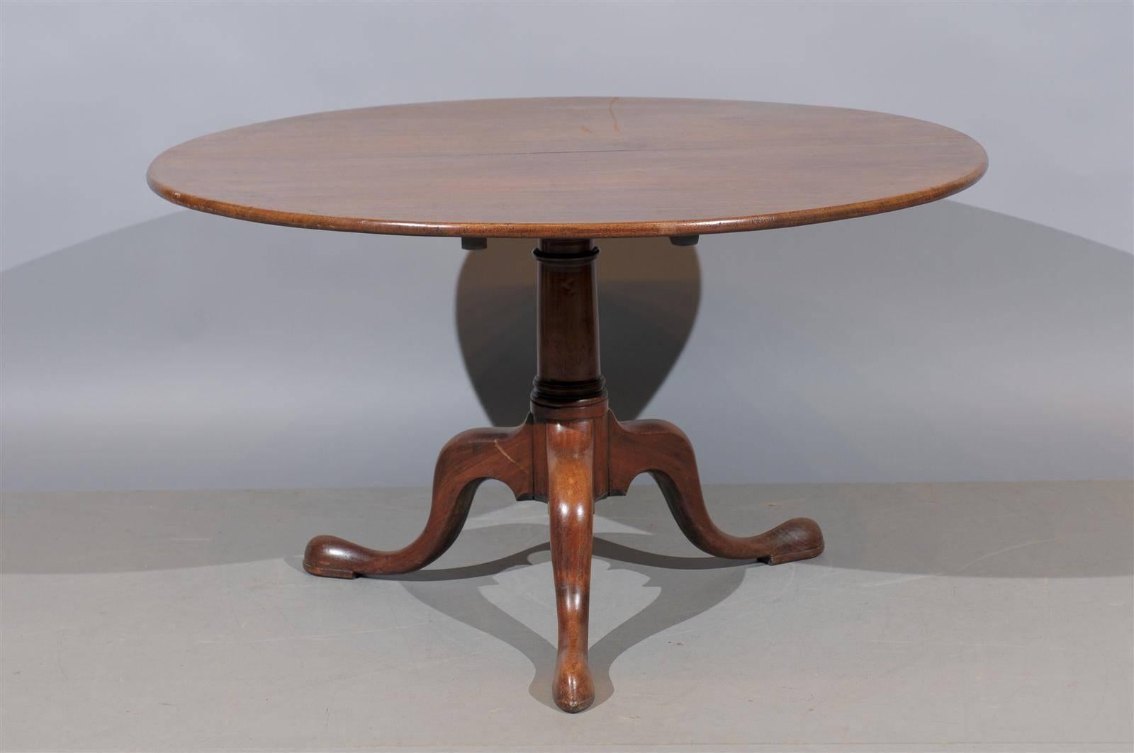 Unusually Large English Round Tilt-Top Table in Mahogany with Pad Feet ...