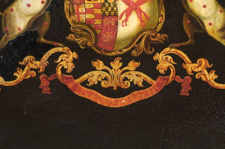 English Turn of the Century Antelope Coat of Arms Oil on Board Painting ...