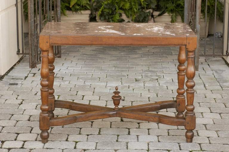 French Wood Pastry Table with Marble Top at 1stDibs