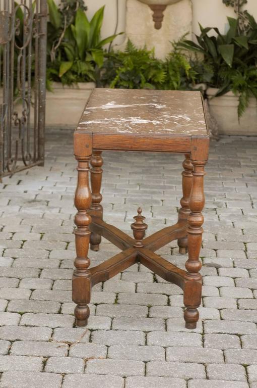 French Wood Pastry Table with Marble Top at 1stDibs