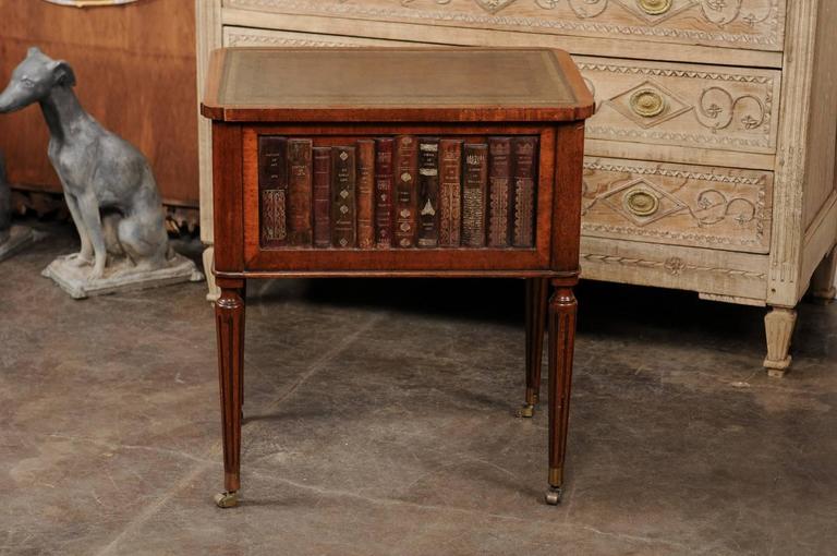 English 1920s Mahogany End Table with Leather Top and Faux-Leather ...