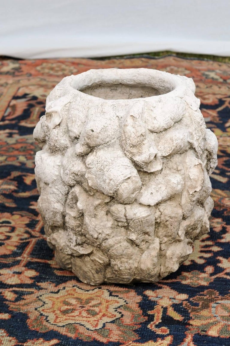 Pair of Round Concrete Shell Planters from the Mid-20th Century at 1stDibs