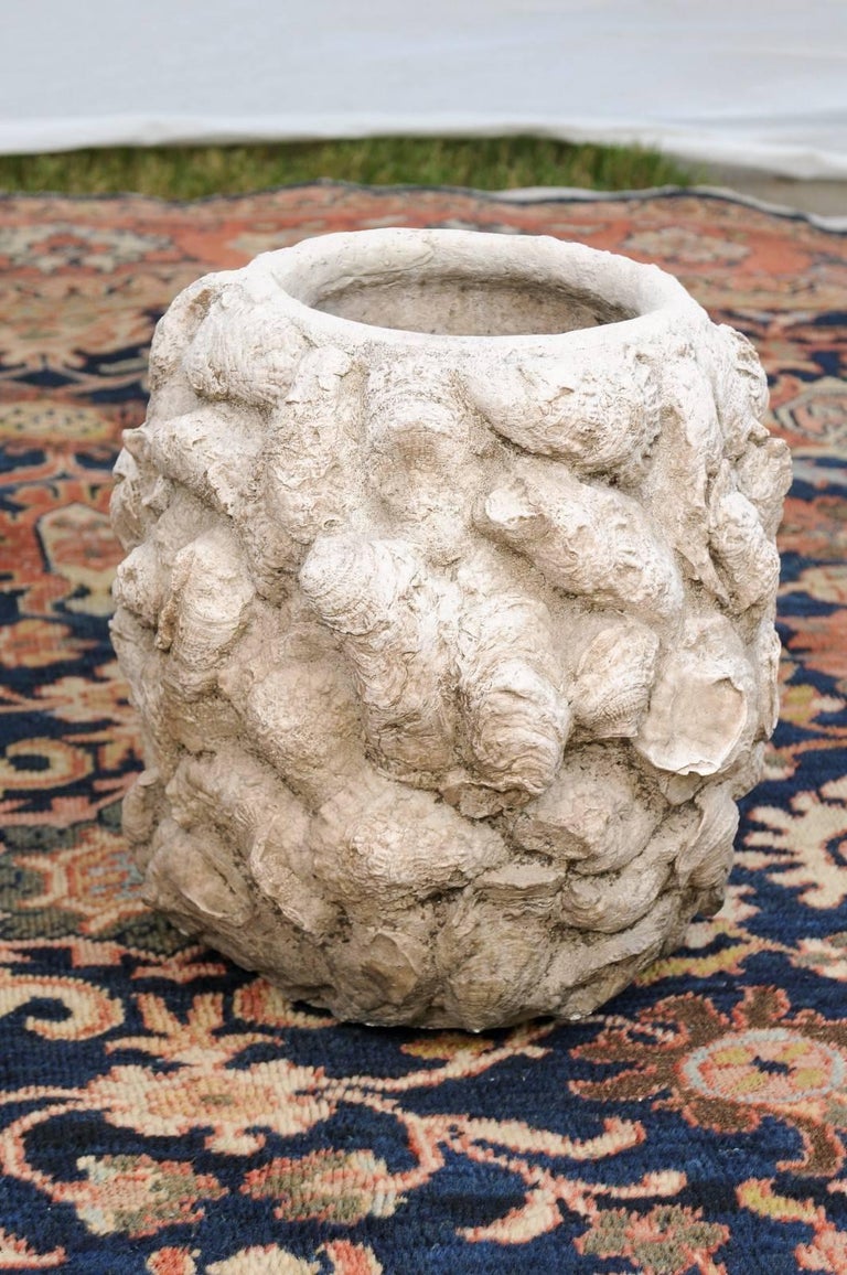 Pair of Round Concrete Shell Planters from the Mid-20th Century at 1stDibs