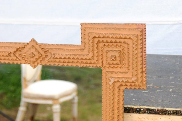 French Tramp Art Painted Terracotta Mirror from the Early 20th Century ...