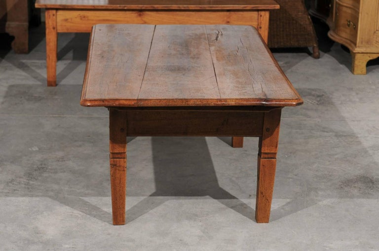 French Walnut Coffee Table with Single Drawer and Tapered Legs from the ...