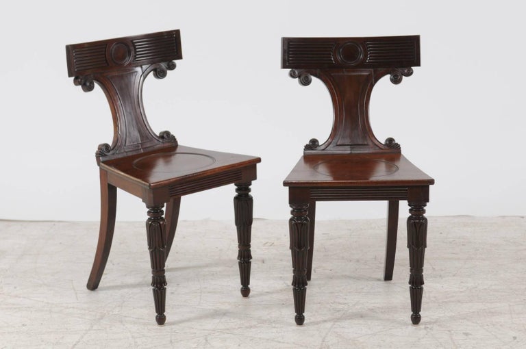 Pair of English Mahogany Hall with C-Scroll Motifs Chairs from the ...