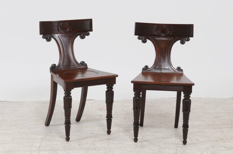 Pair of English Mahogany Hall with C-Scroll Motifs Chairs from the ...