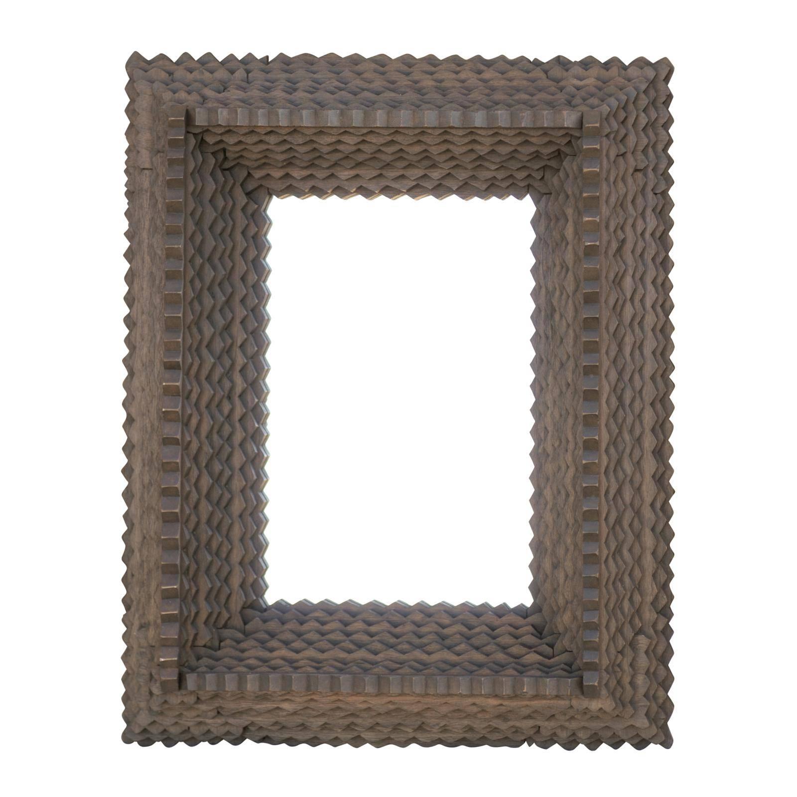 American Tramp Art Mirror with Deep Layered Frame from the Early 20th ...