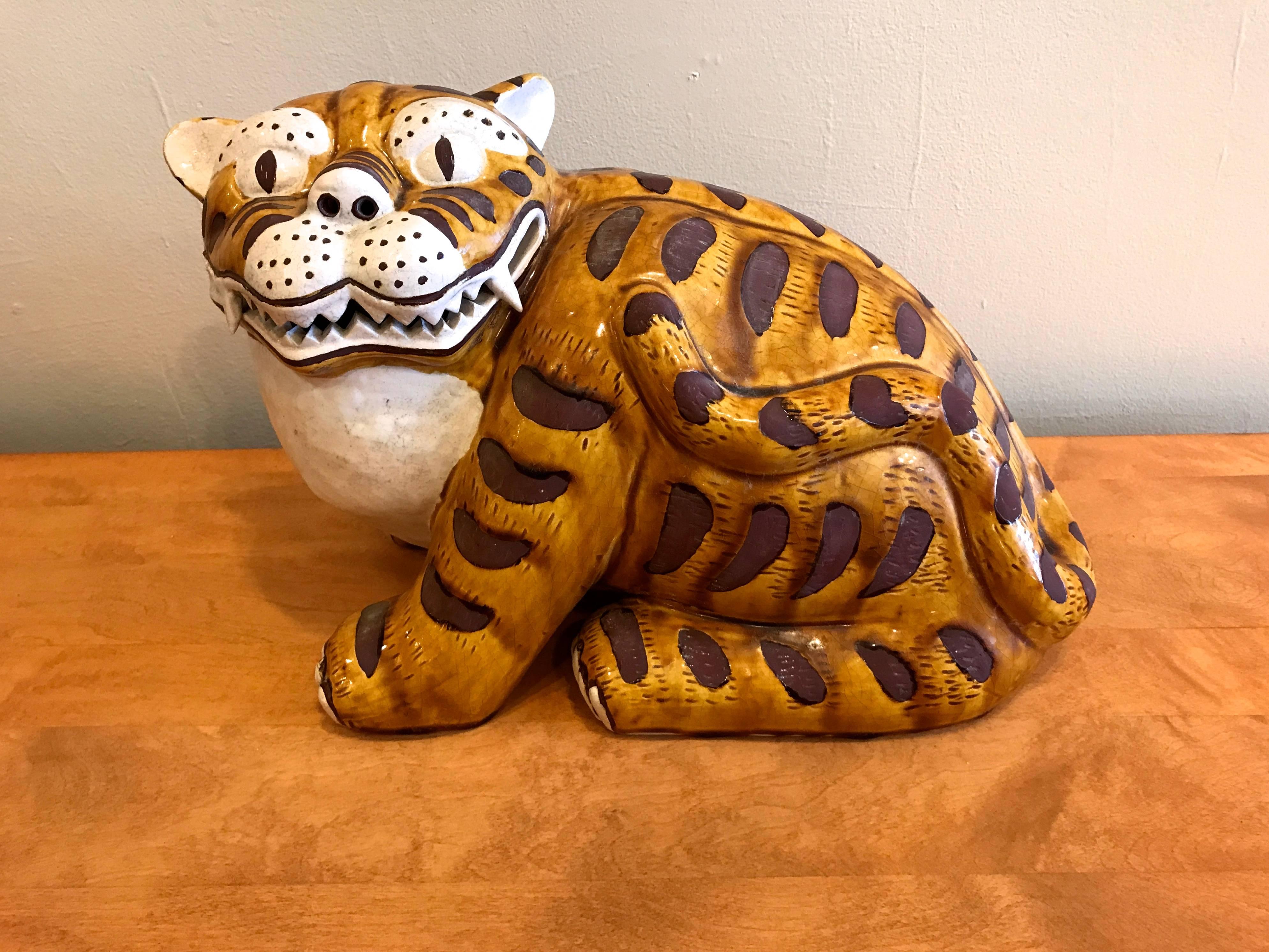 Vintage 1960s Gump's San Francisco Ceramic Tiger at 1stDibs