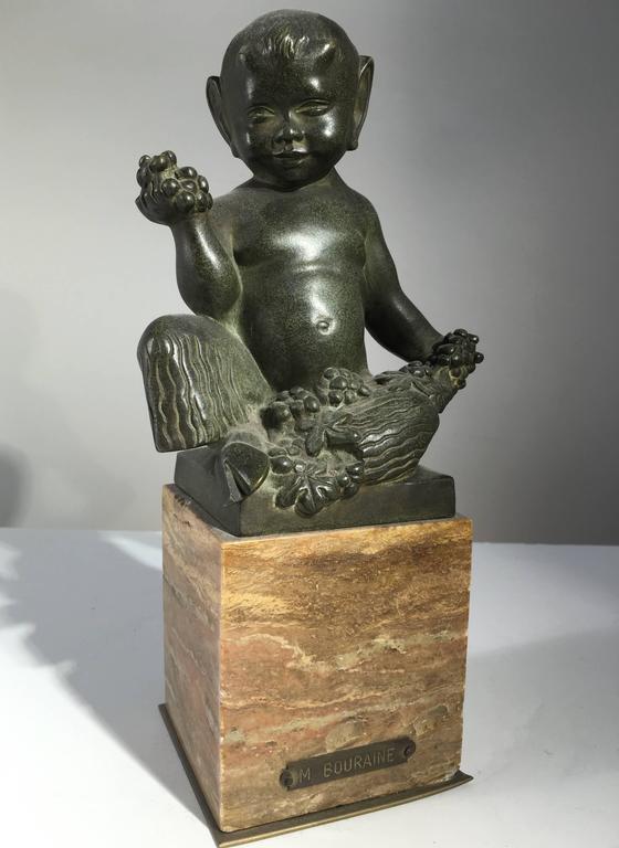 Seated Faun Bronze, Marcel-Andre Bouraine, circa 1930 For Sale at ...