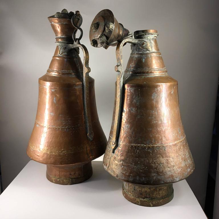 Pair of Large Copper Wine Jars with Lids at 1stDibs