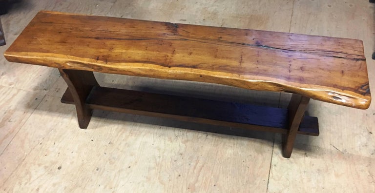 Yew Wood Slab Bench, English, 19th Century at 1stDibs