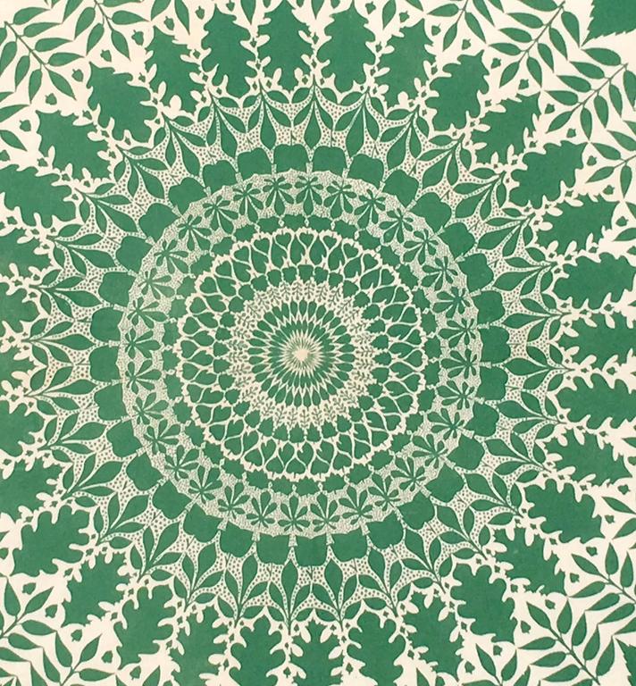 Striking Graphic Green Folly Cove Designers Leaf Pattern Block Print at ...