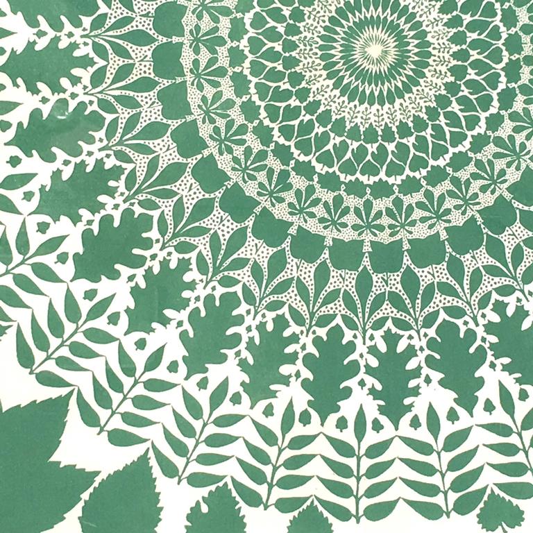 Striking Graphic Green Folly Cove Designers Leaf Pattern Block Print at ...