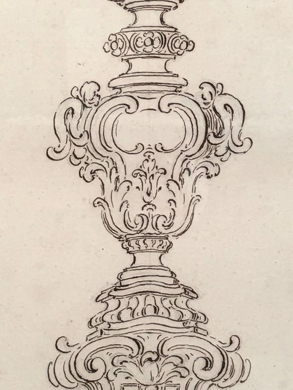 18th Century Italian Pen and Ink Baroque Candlestick Drawing at 1stDibs ...