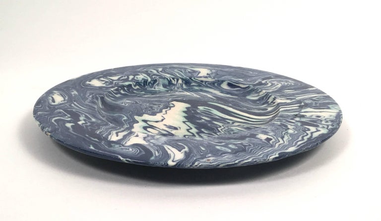 French Blue Agateware Pottery Charger at 1stDibs