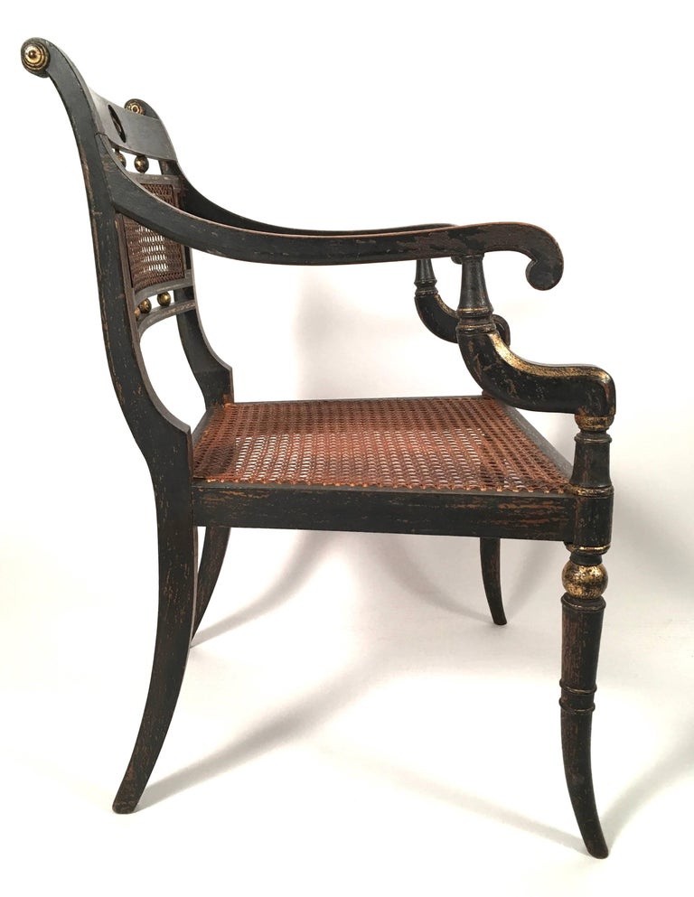 Pair of English Regency Period Neoclassical Armchairs at 1stDibs