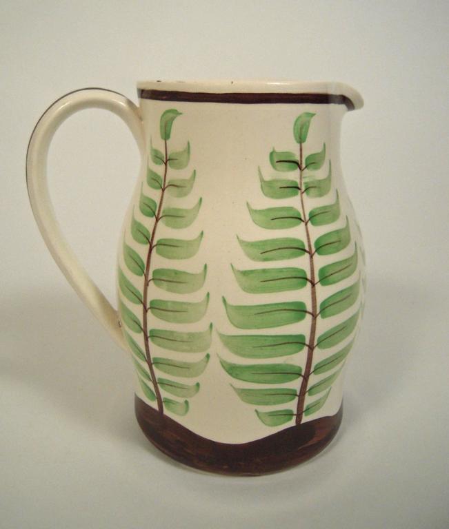 English Fern Decorated Queensware Pitcher, circa 1950s at 1stDibs